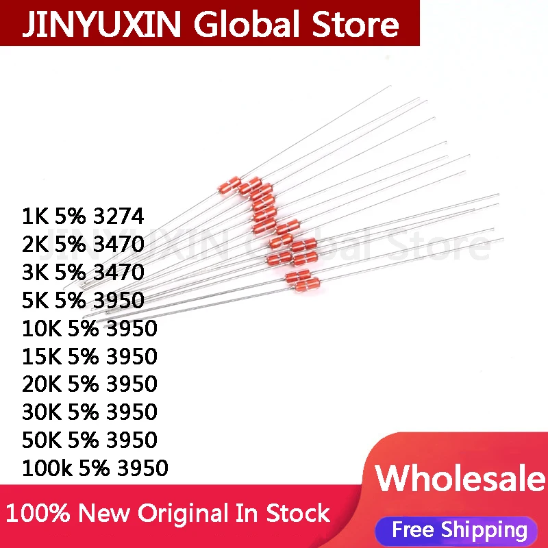 100Pcs-glass-sealed-diode-type-NTC-thermistor-MF58-1K-5-2K-3K-3470-5K ...