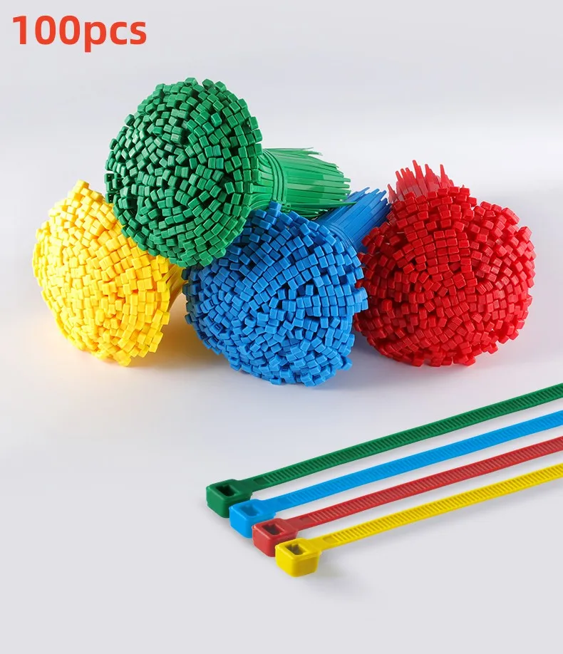 100Pcs Color 4*150 Self-Locking Cable Ties Nylon Wire Zip Blue Red ...