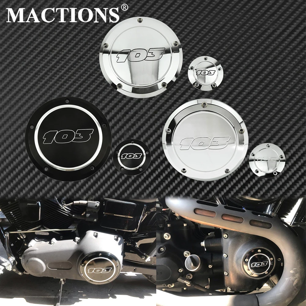 Black-Chrome-103-Derby-Cover-Clutch-Timing-Timer-Cover-For-Harley ...