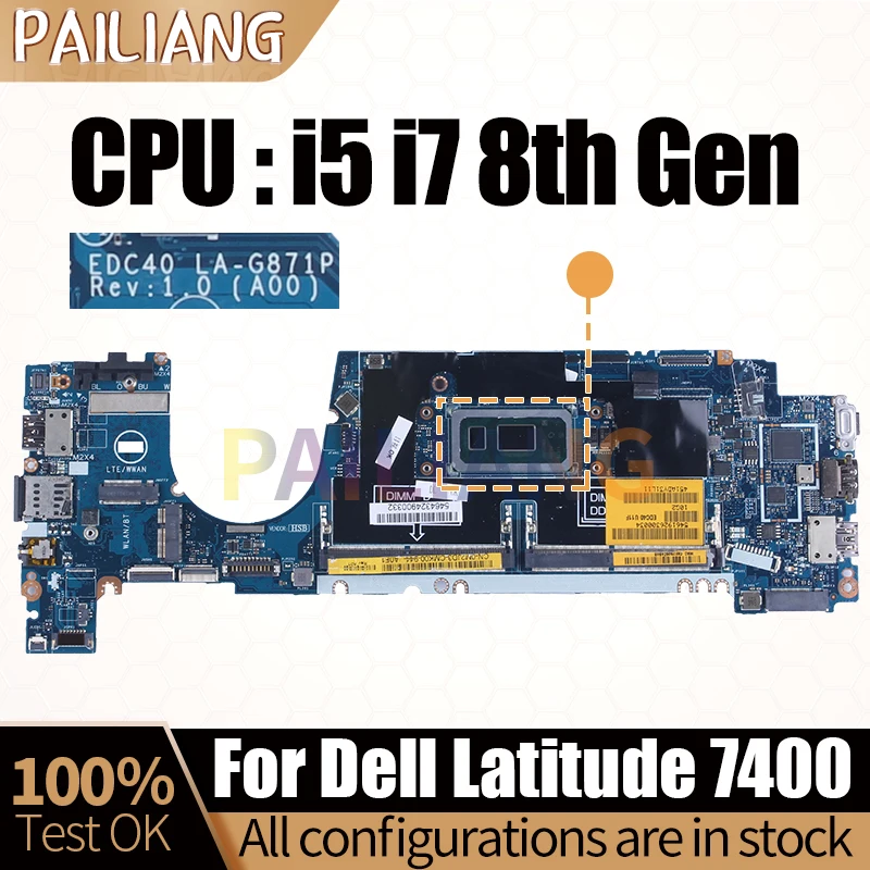 For-Dell-Latitude-7400-Notebook-Mainboard-Laptop-LA-G871P-0M2JD3-0FHPJ8 ...