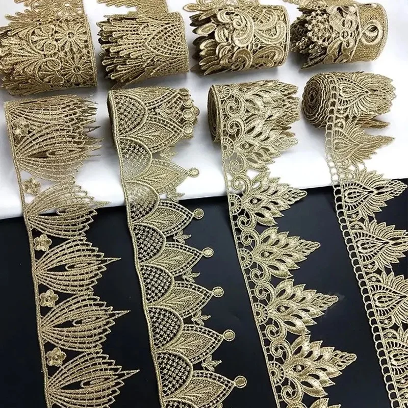 Gold-and-Silver-Braided-Lace-Trim-Ribbon-Sewing-Fabric-Wedding-Craft ...