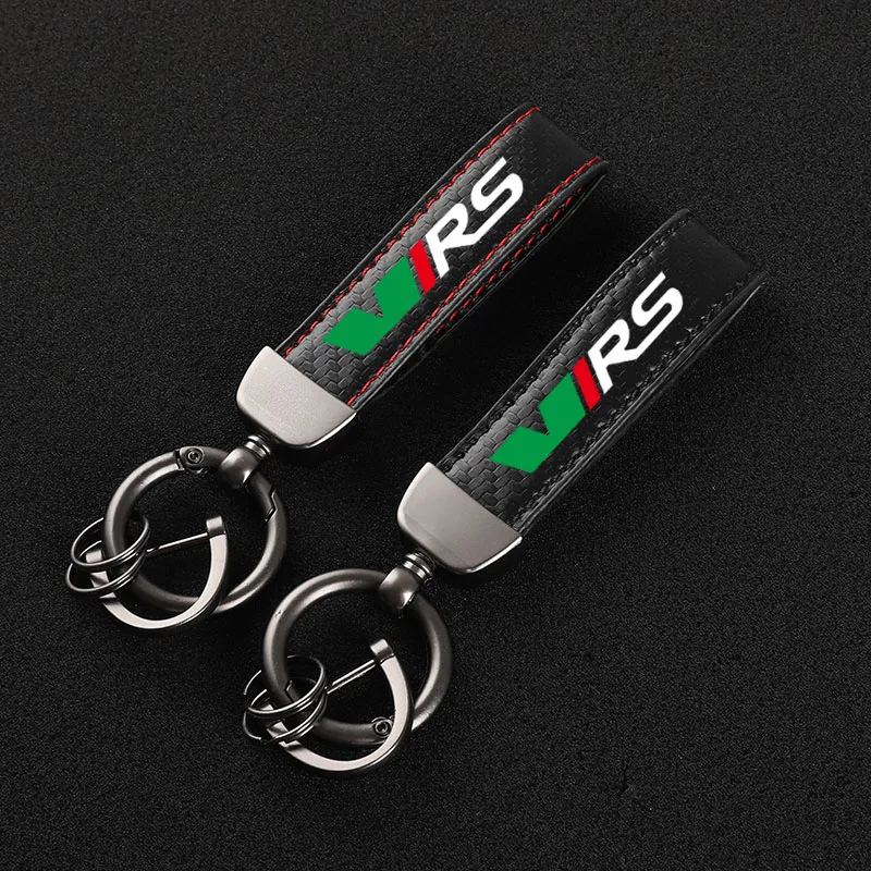 Carbon-Fiber-Leather-Keychain-Car-Logo-Custom-Key-Ring-For-Skoda-VRS ...