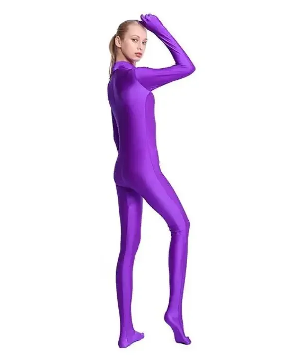 SPEERISE Body de licra con pies para mujer, mono Zentai sexy de cuello ...