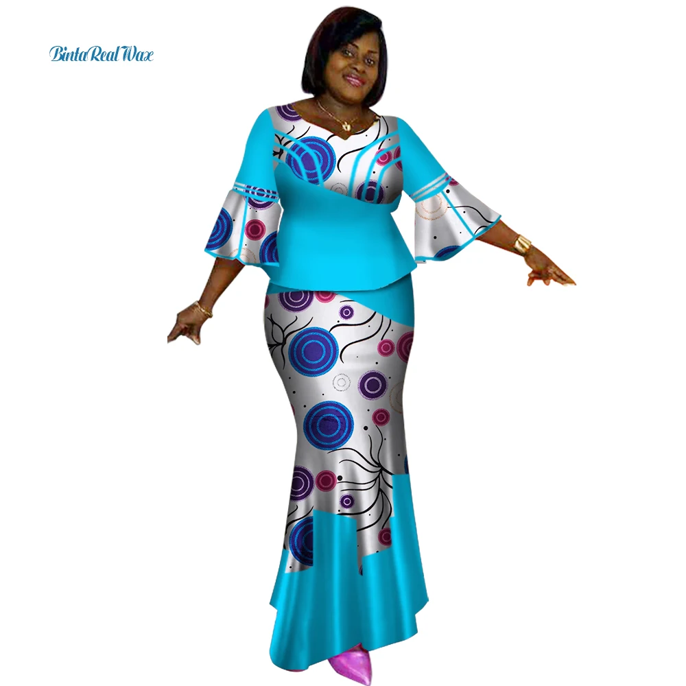 Bazin Riche African Tops and Skirt Sets for Women African Print Dashiki ...