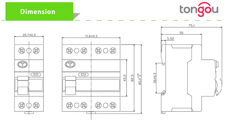 2P 16A 63A 10mA 30mA 100mA 6KA RCCB RCD 230V Electromechanic Residual ...