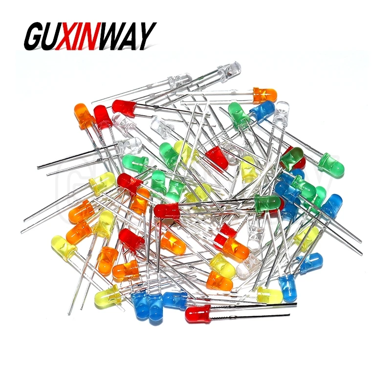 3mm DIY Light Emitting Diode White Green Red Blue Yellow Orange Pink ...