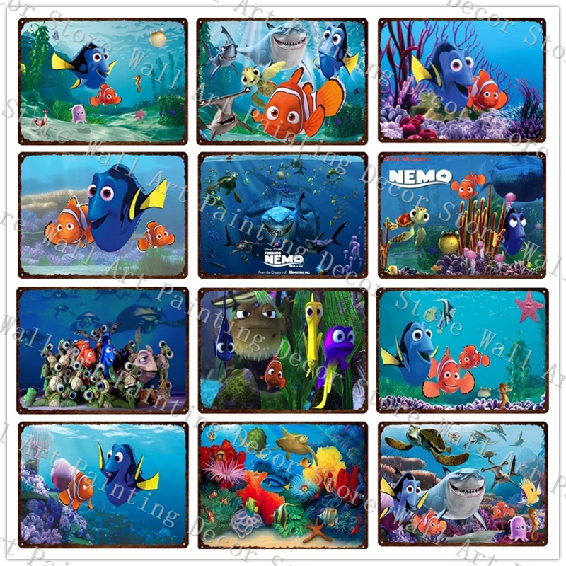 Disney Finding Nemo Vintage Metal Signs Cartoon Movie Tin Plaques For ...