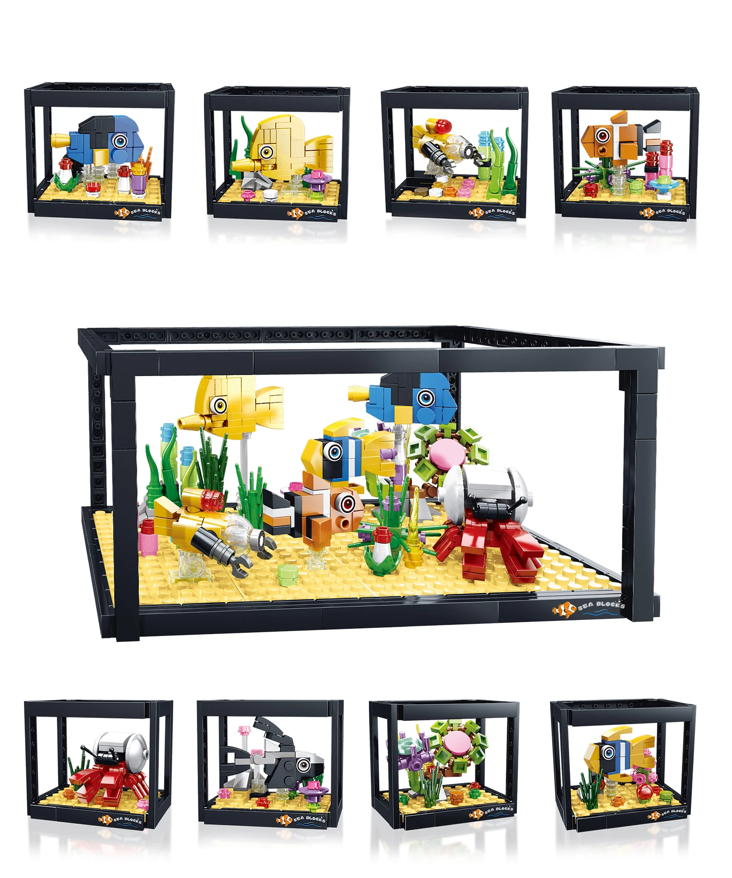 729pcs-set-8-In-1-Creator-Fish-Tank-Aquarium-Building-Blocks-Toys-Set ...