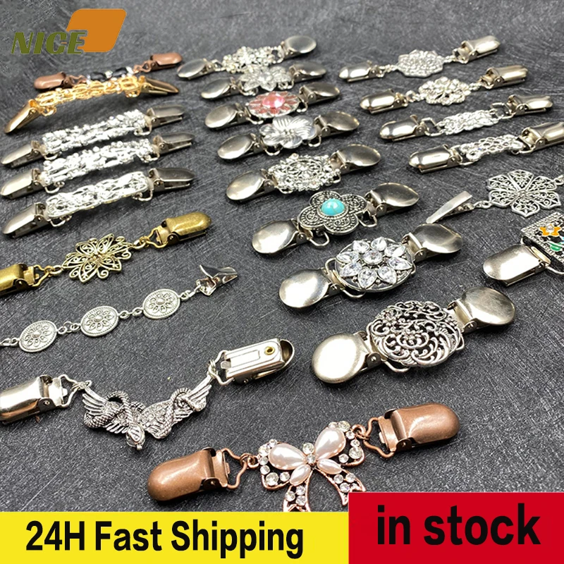 Rhinestone-Flower-Shape-Cardigan-Clip-Vintage-Scarf-Buckle-Vest-Clip ...