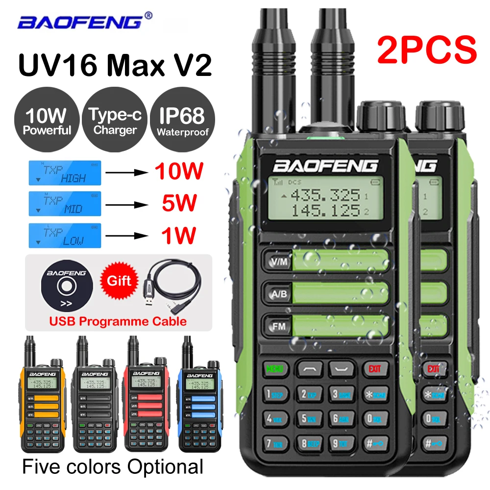 2pack Baofeng Uv-16 Max V2 Professional Walkie Talkie Uv16 Max Type-c ...