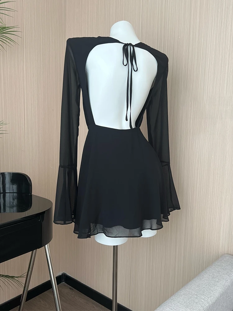 Vintage-Black-Gothic-Extreme-Mini-Dress-O-Neck-Mesh-See-Through-Sleeves ...