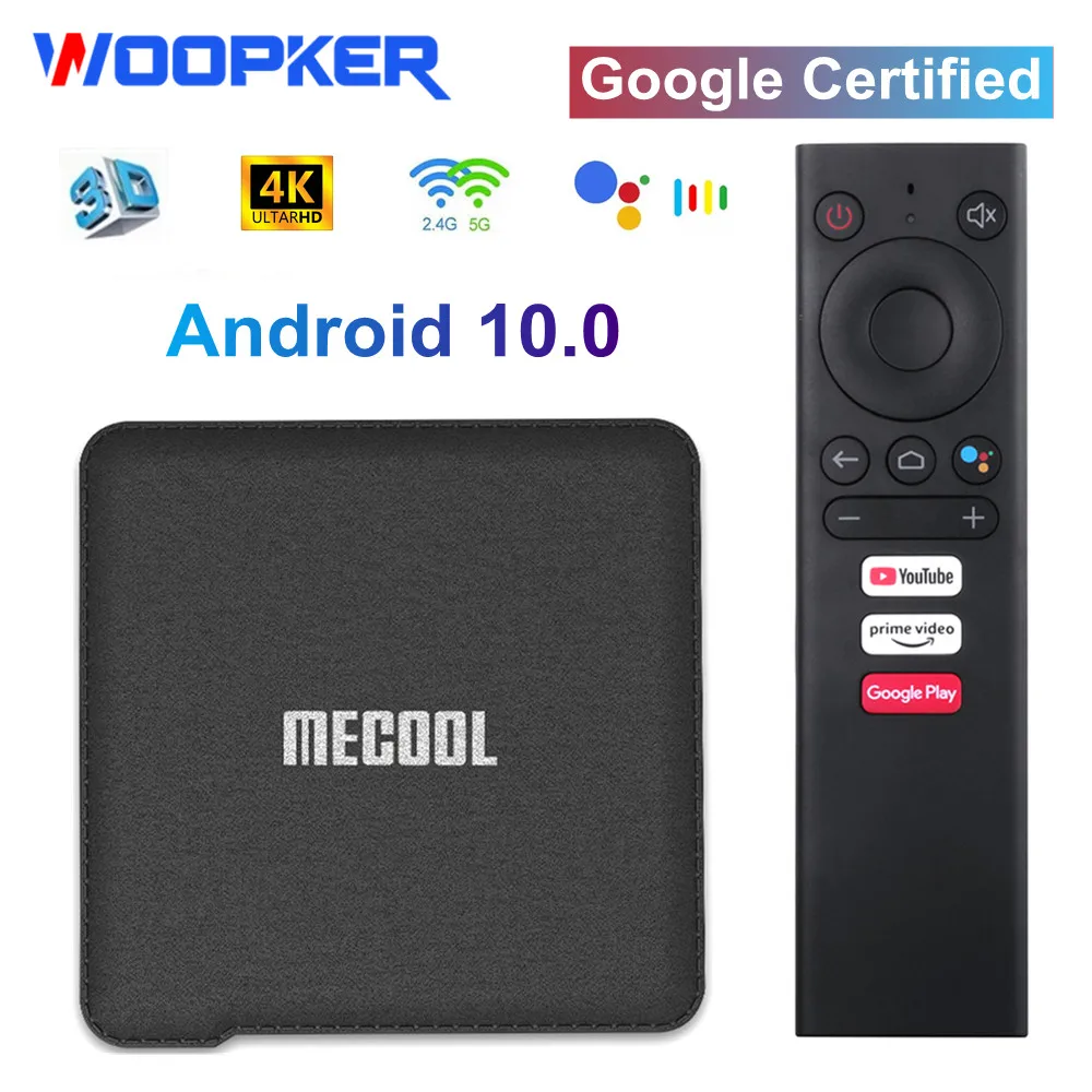 Mecool KM1 Google 인증 TV 박스, 안드로이드 10.0 Amlogic S905X3 4g 64g 듀얼 밴드 WiFi ...