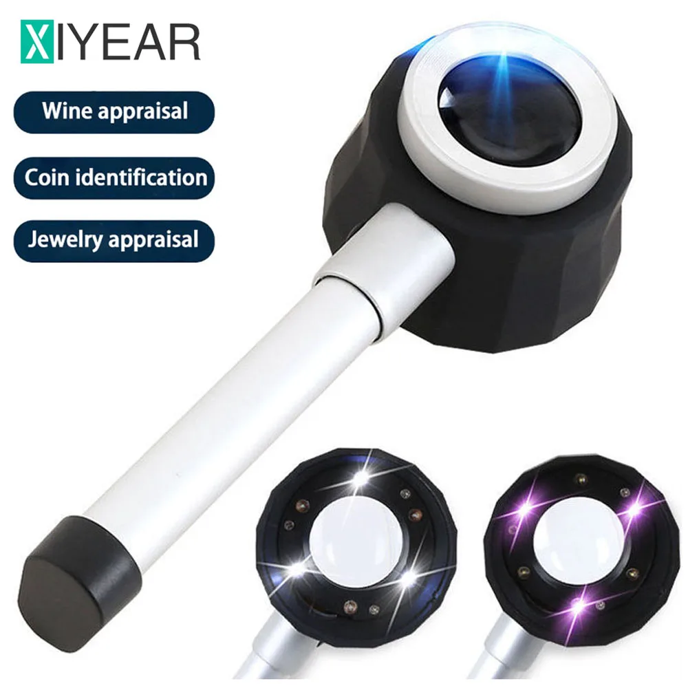 Handheld-Illuminated-Loupe-Glasses-Magnifier-With-UV-Light-Dermatoscope ...