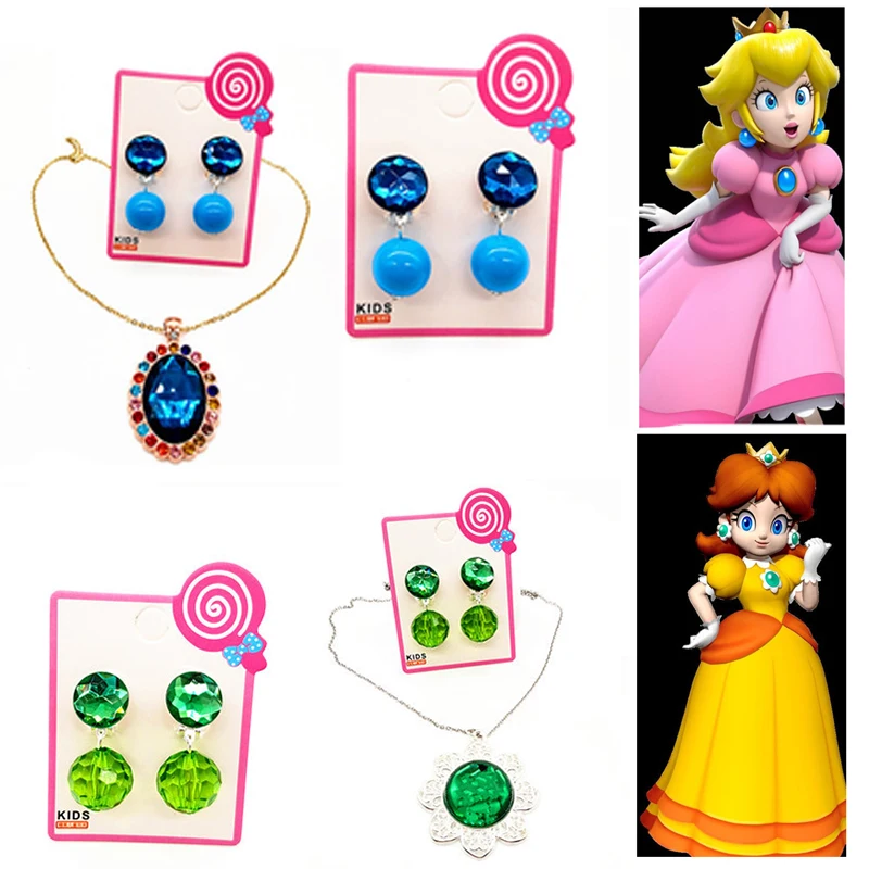 Super-Mario-Princess-Peach-Necklace-Ear-Clips-Anime-Cute-Girl-Cosplay ...