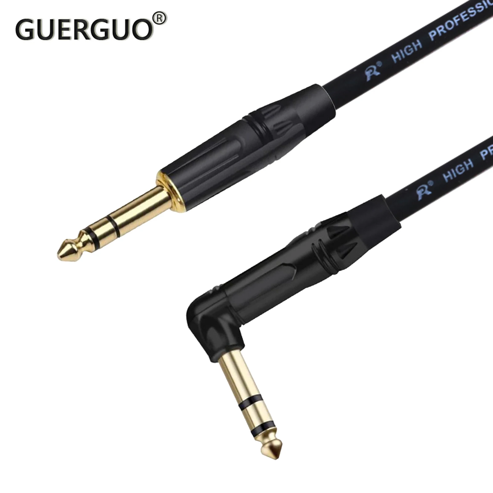 Guerguo 0.3m-15m 0.3 6.35mm Stereo Male to Right Angle 1/4 TRS Jack ...