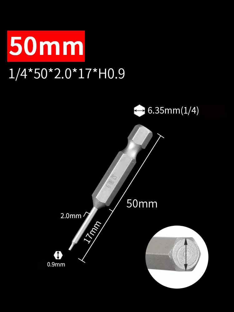 5pcs 50mm 1/4" Hex Shank Head Allen Wrench Screwdriver Bit Metric ...