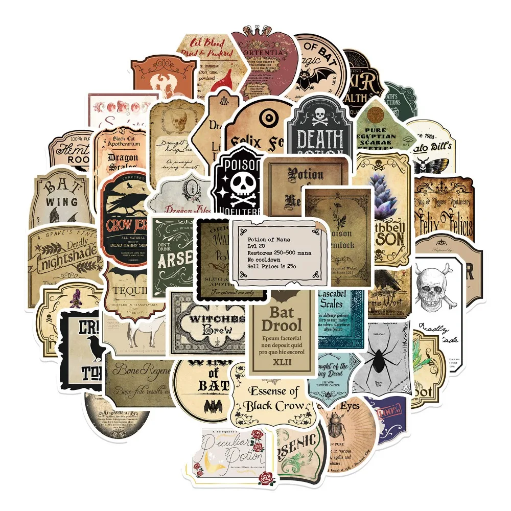 10-50Pcs-Magic-Potion-Bottle-Label-Stickers-Tag-Decorative-Sticker ...