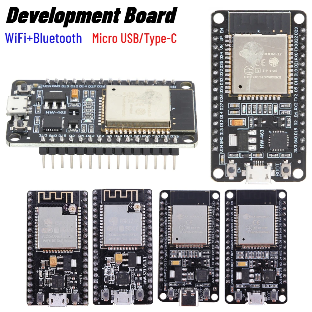Placa de desarrollo ESP32, módulo inalámbrico USB, WiFi, Bluetooth, consumo de energía ultrabajo ...