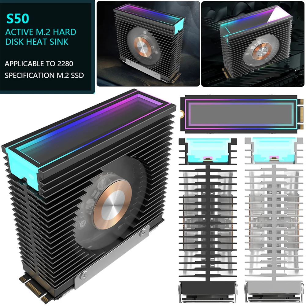 M-2-2280-SSD-Hard-Disk-Heatsink-Heat-Dissipation-Radiator-Cooling-Fan ...