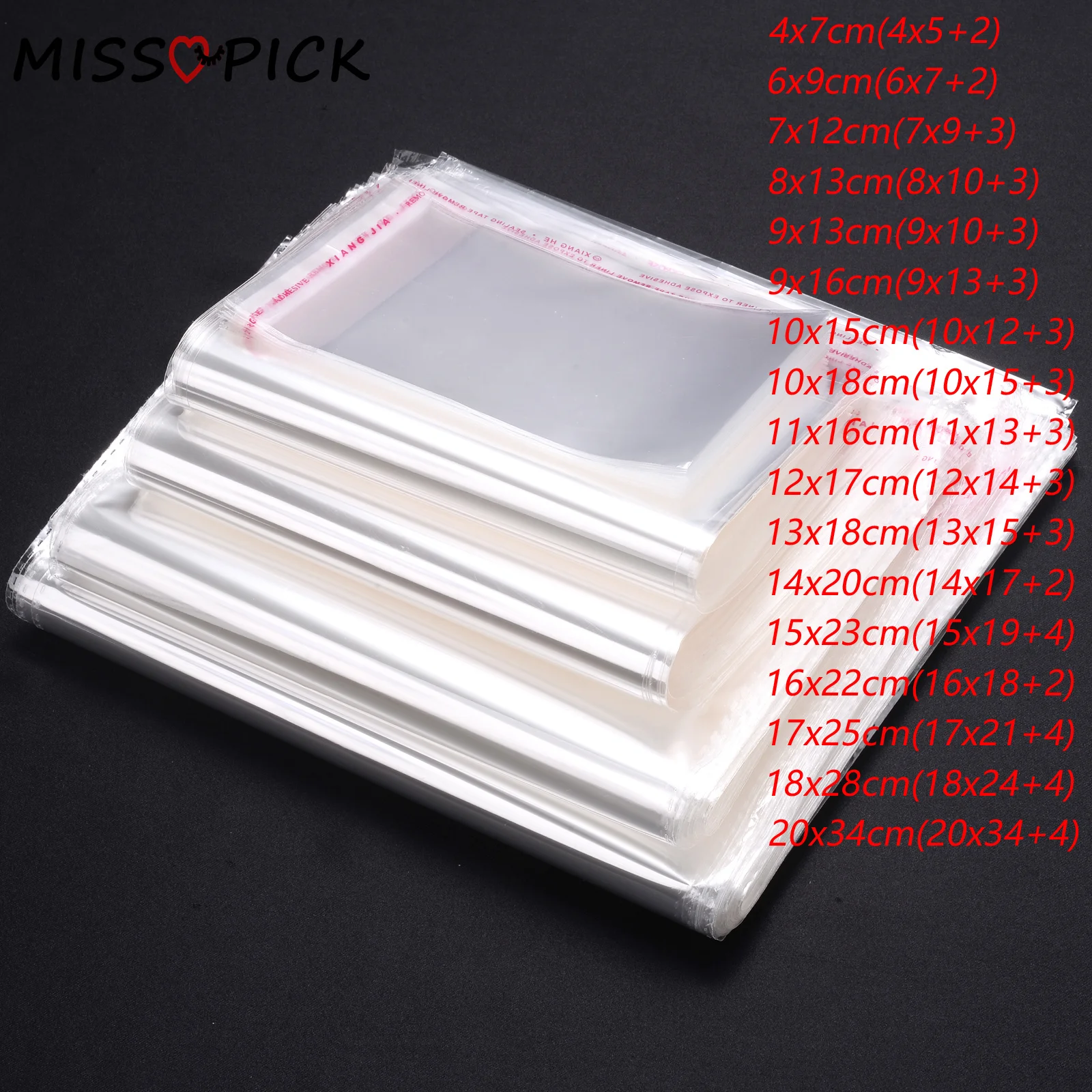 50/100Pcs Transparent Opp Bags Self Sealing Poly Plastic Bags For Candy ...