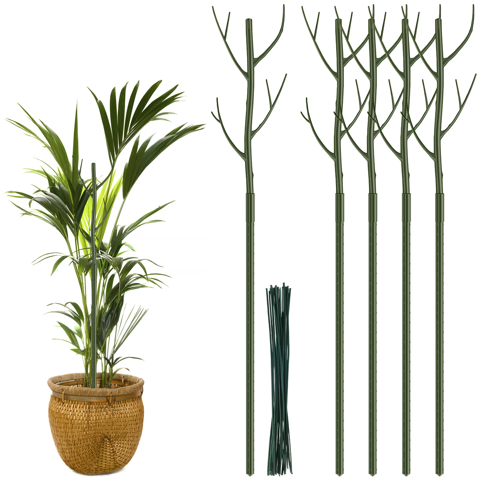 5Pcs-Plant-Support-Stakes-Garden-Flower-Stand-Holder-Plant-Stake-Sticks ...