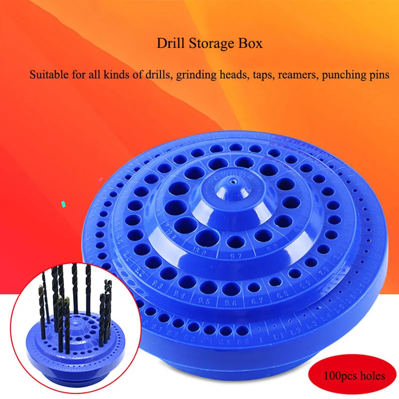 100pcs Holes 360 Degree Rotating Drill Storage Box Round Shaped ...