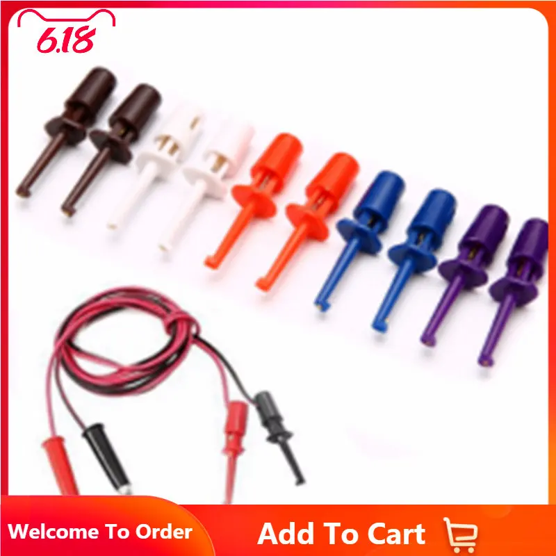 10pcs Multimeter Wire Lead Test Hook Clip Electronic Mini Test Probe ...