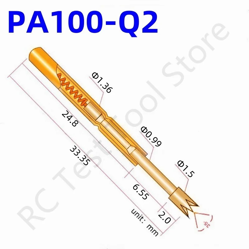 100PCS-PA100-Q2-Spring-Test-Probe-PA100-Q-Test-Pin-P100-Q-P100-Q2-Test ...