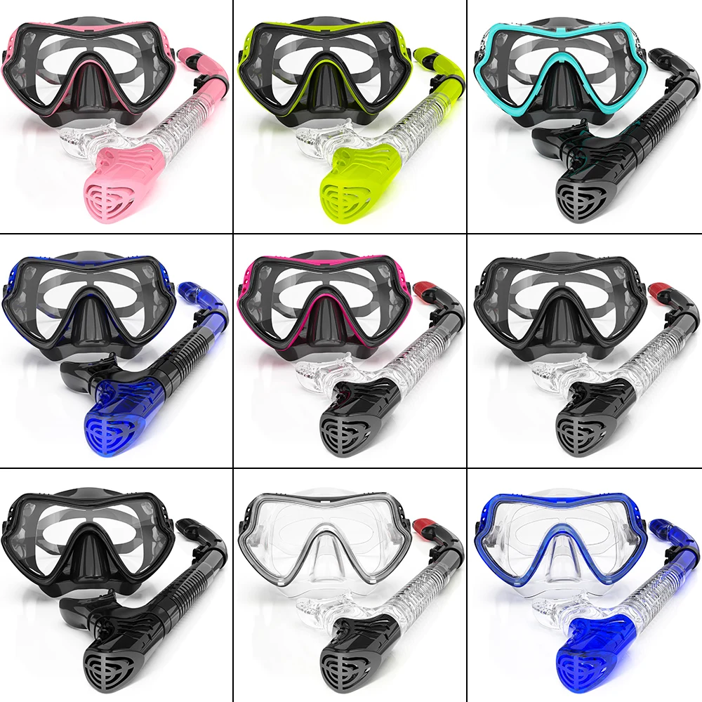 Professional-Snorkeling-Diving-Mask-Dry-Breathing-Tube-Set-Tempered ...