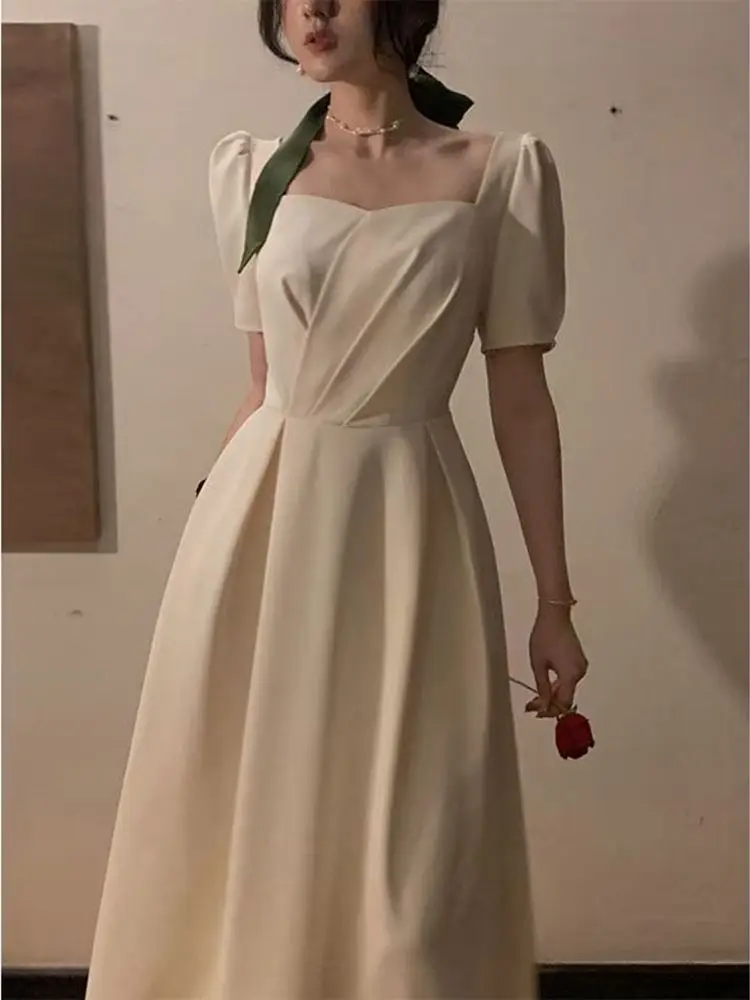 Simple Dress For Women Elegant Midi Dress Office Ladies Solid Clothing ...