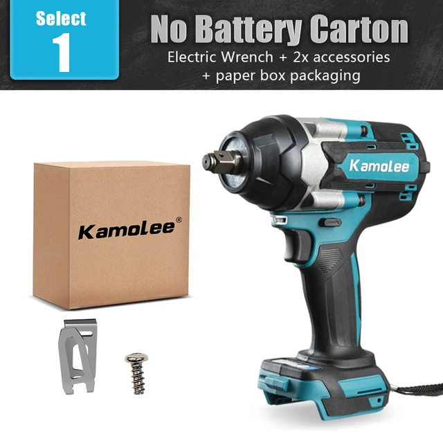 Kamolee DTW700 1800 N.M Torque Brushless Electric cordless Impact Wrench 1/2 In Lithium-Ion ...