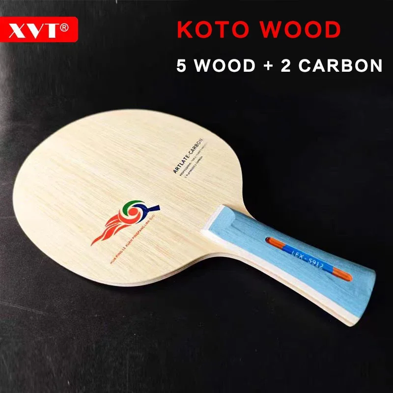 S912 KOTO WOOD + 2 lâmina de tênis de mesa profissional de fibra de ...
