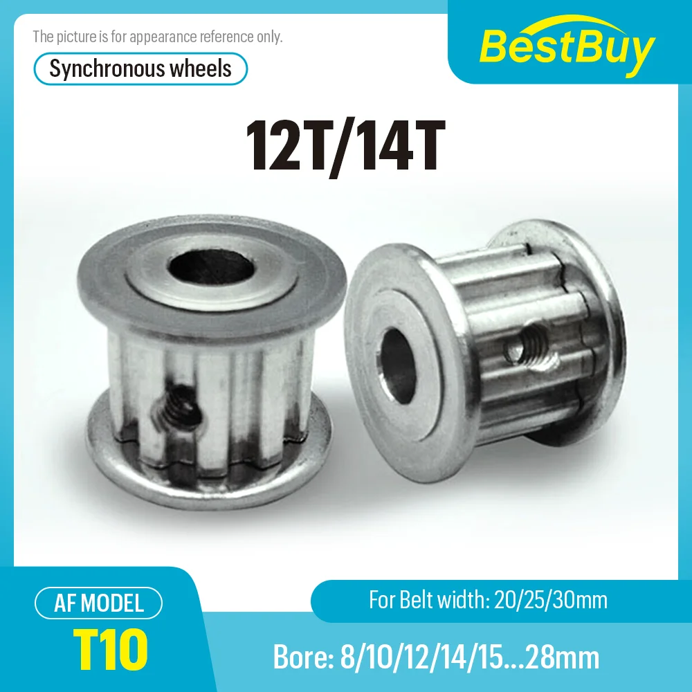 T10 AF Timing Pulley Aluminum Alloy 12T 14T Synchronous Wheel Belt ...