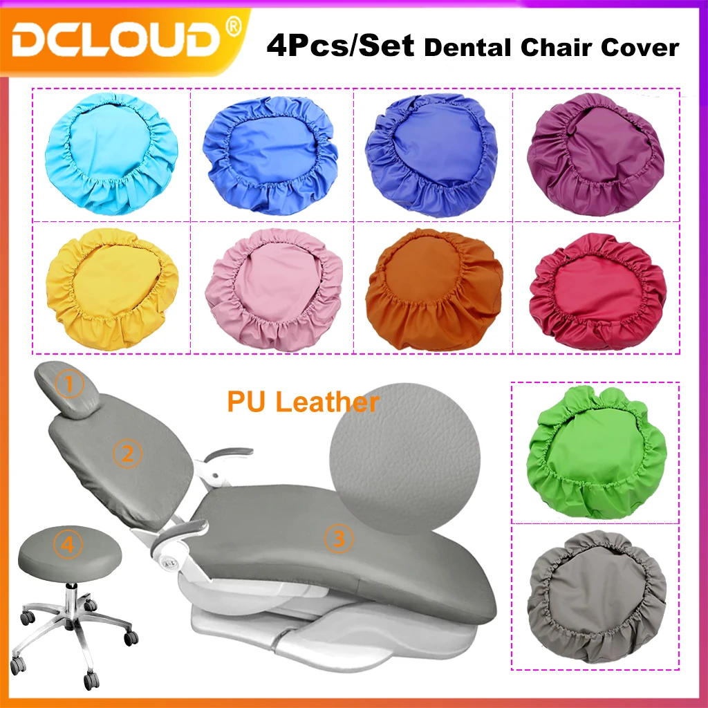 4Pcs-Set-Dental-Chair-Cover-Elastic-Waterproof-PU-Protective-Case ...