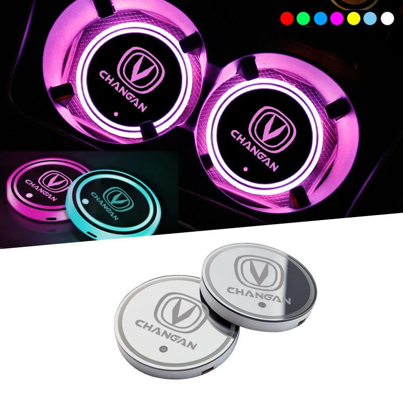 2pcs car Accessories Cup Holder Luminous Coaster Mat Badge Decora For ...