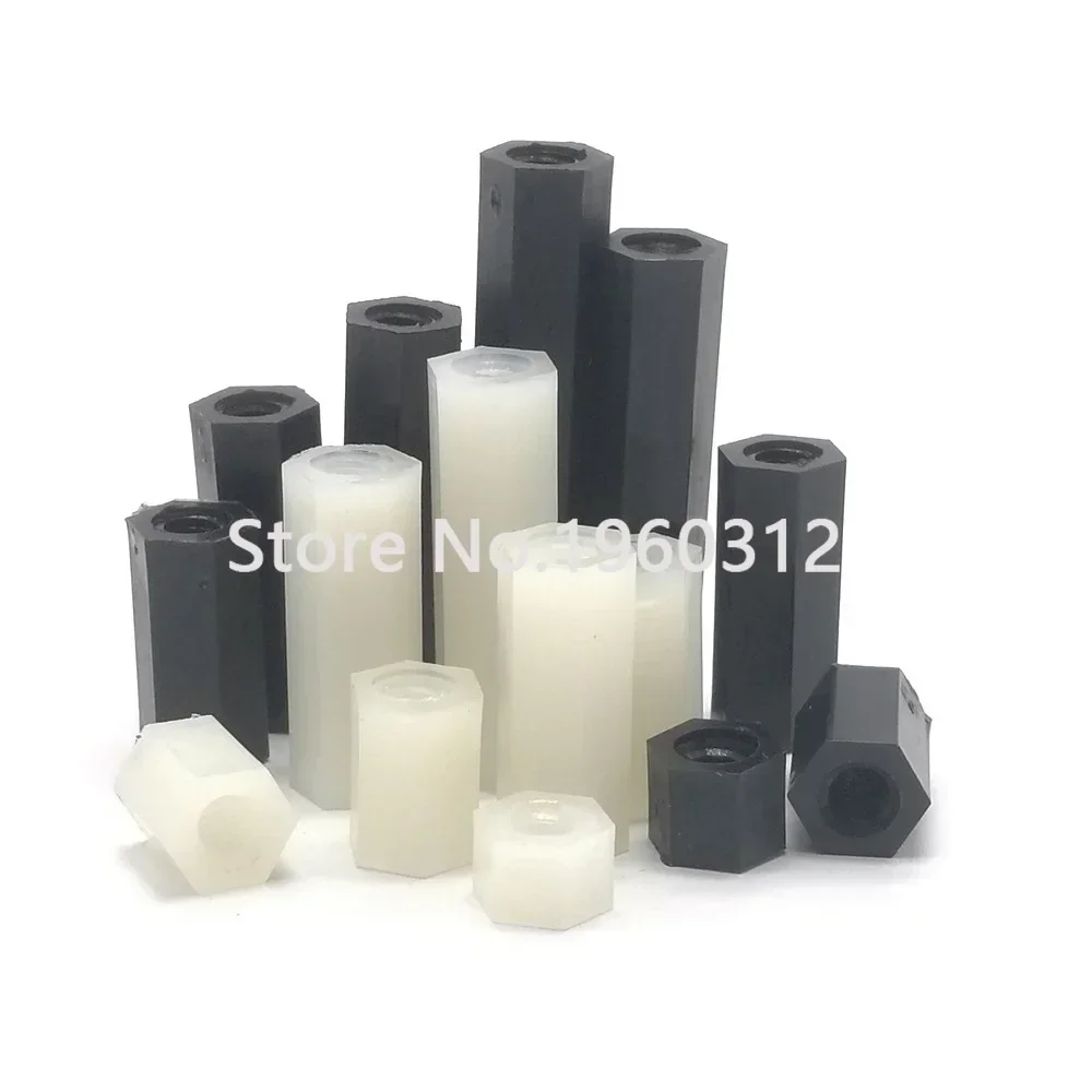 50pcs-M2-M2-5-M3-M4-Black-or-White-Nylon-Hexagon-Standoff-Spacer-Female ...