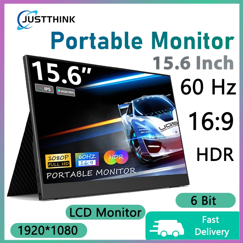 Portable Monitor 14Inch/15.6Inch Screen 1920*1080 16:9 HD IPS 60Hz ...