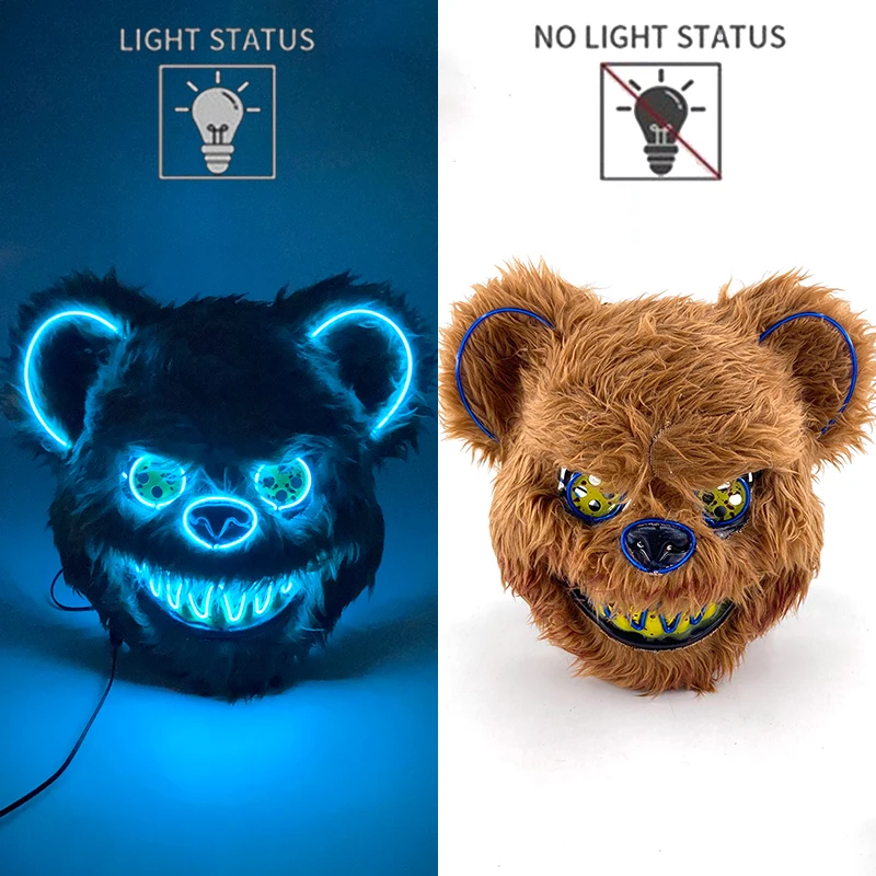 Cosplay-LED-Glowing-Face-Mask-Halloween-Horror-Plush-Mask-Bloody-Bear ...