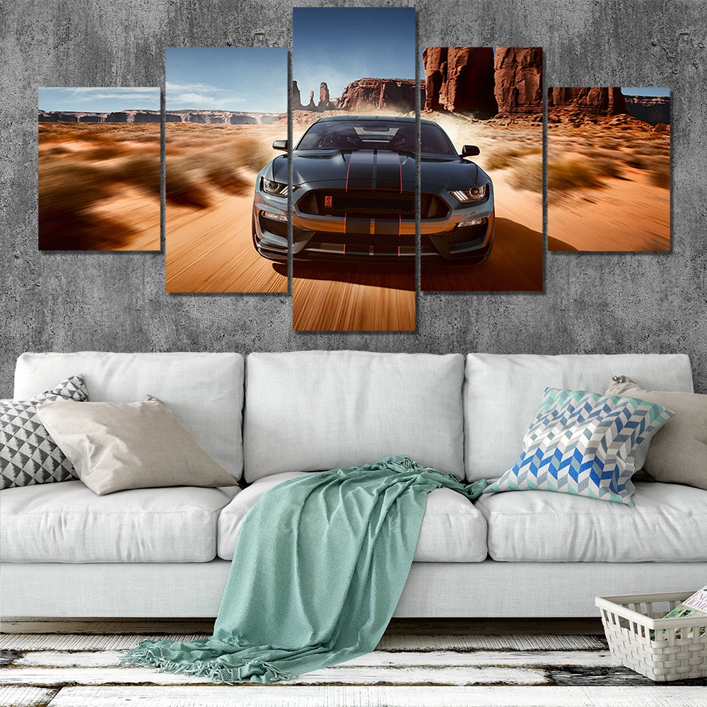 5 Pieces Canvas Art Ford Mustang GT Car Wall Picture Print Living Room ...