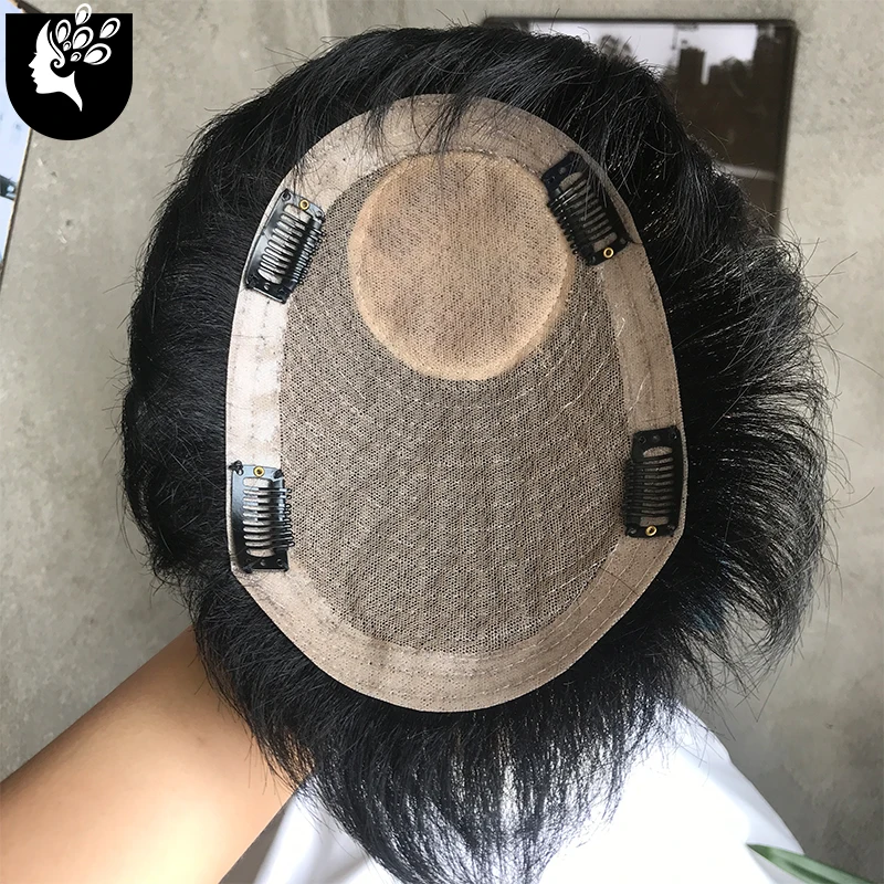 Accessoires coiffure,Perruque synthétique noire naturelle pour homme ...