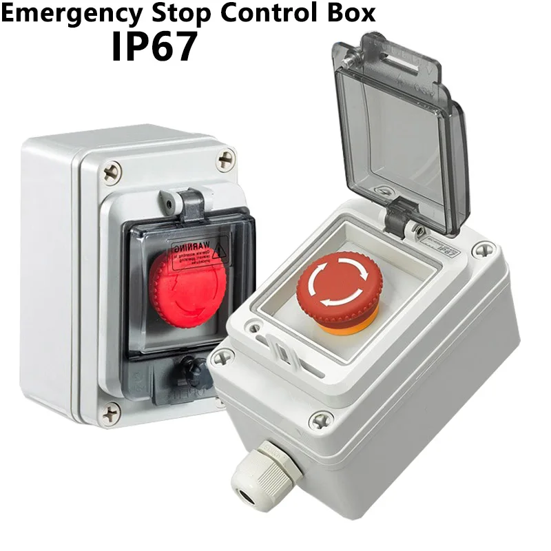 Emergency-Stop-Control-Box-Outdoors-Button-Switch-Cassette-Tape-Protect ...