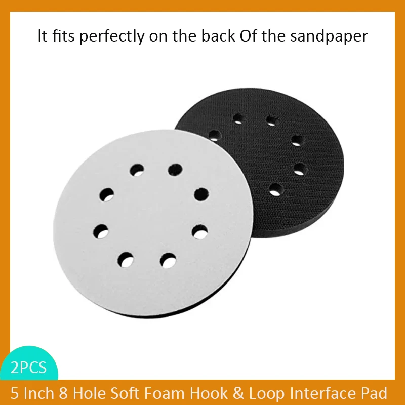 2Pcs-5-Inch-8-Hole-Soft-Foam-Hook-Loop-Interface-Pad-Foam-Sanding-Pads ...