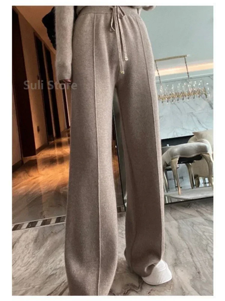 Women-s-Wool-Wide-Leg-Pants-Fall-Winter-High-Waist-Drooping-Slimming ...