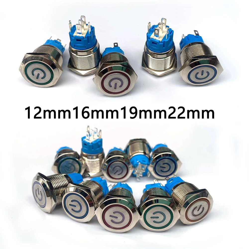12/16/19/22Mm Waterdichte Metalen Drukknop Led Licht Momentary ...