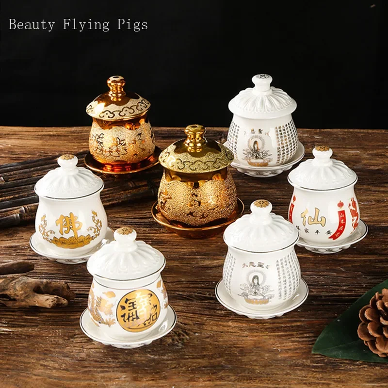 Household-Supply-Cup-Ceramic-Lotus-Buddha-Front-Holy-Water-Cup-Guanyin ...