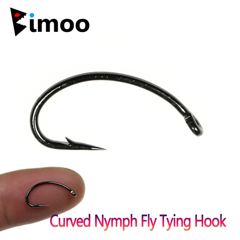 Bimoo 50pcs 100pcs Barbed Curve Nymph Fly Tying Hooks For Nymph Bug ...