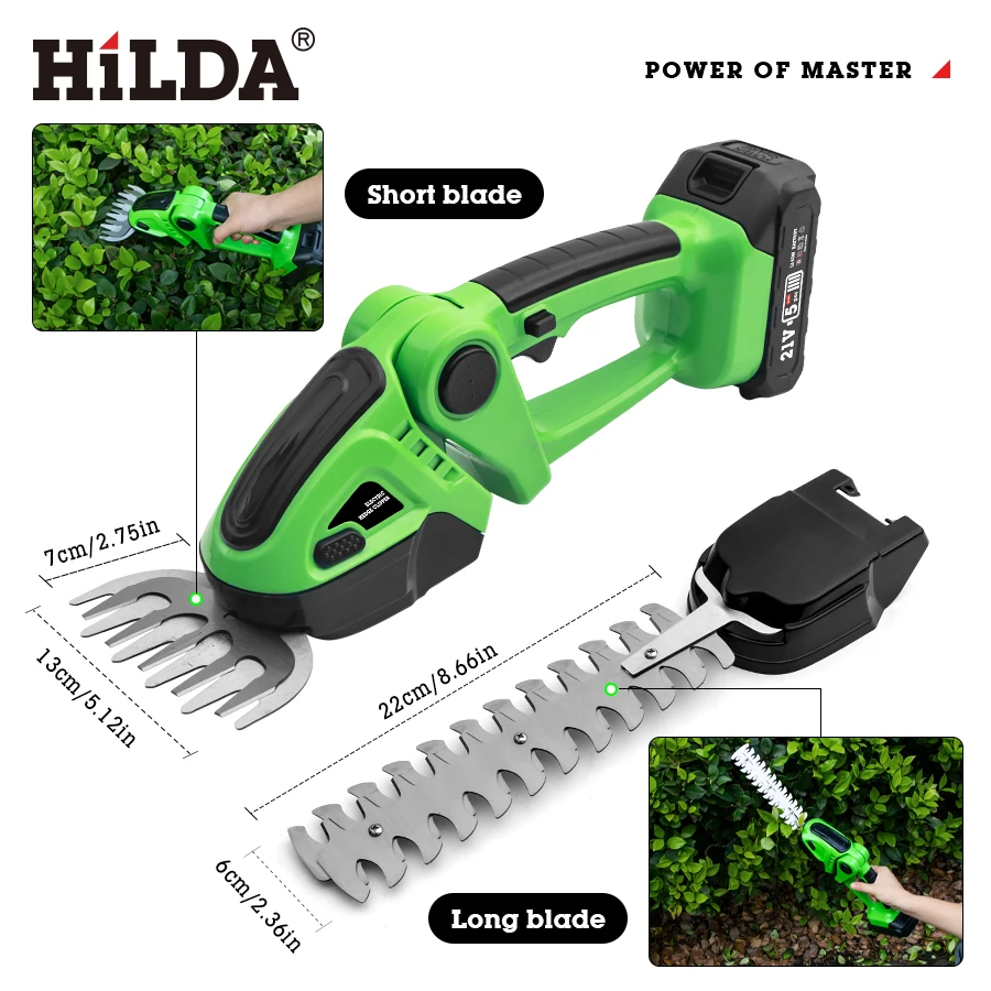 HILDA-21V-Electric-Cordless-Hedge-Trimmer-Adjustable-Angle-Shrub ...