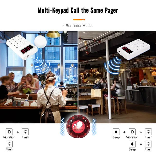 Retekess TD158 Restaurant Pager 10 Coaster Buzzer Receiver Paging ...