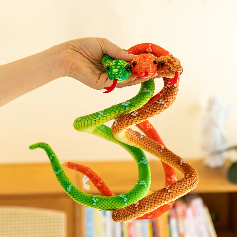 1Pcs 80/110cm Simulation Printed Snake Chinese Mascot Plush Toy Stuffed ...