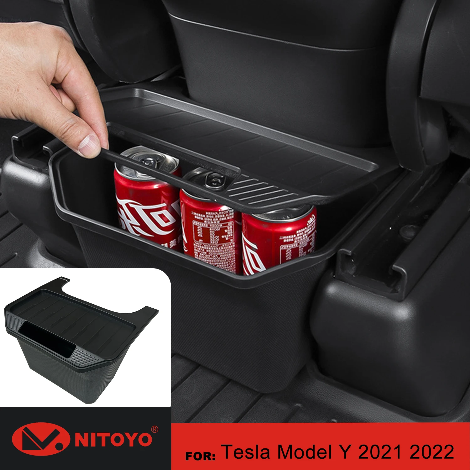 For-Tesla-Model-Y-Rear-Central-Control-Storage-Box-TPE-Style-Car ...